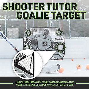 Franklin Sports Kids Portable Street Hockey Goal + Shooter Tutor Set - Pop Up Folding Net with Goalie Target Included - 2-in-1 Goal Set