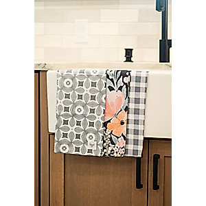 Desert Aqua || 3 Pack|| Not Your Ordinary Kitchen Towels || Dish Towels || Waffle Weave Microfiber || Tea Towels || Highly Absorbent || Hanging Loop || Dish Cloths || Modern || Designer Prints (Gray)