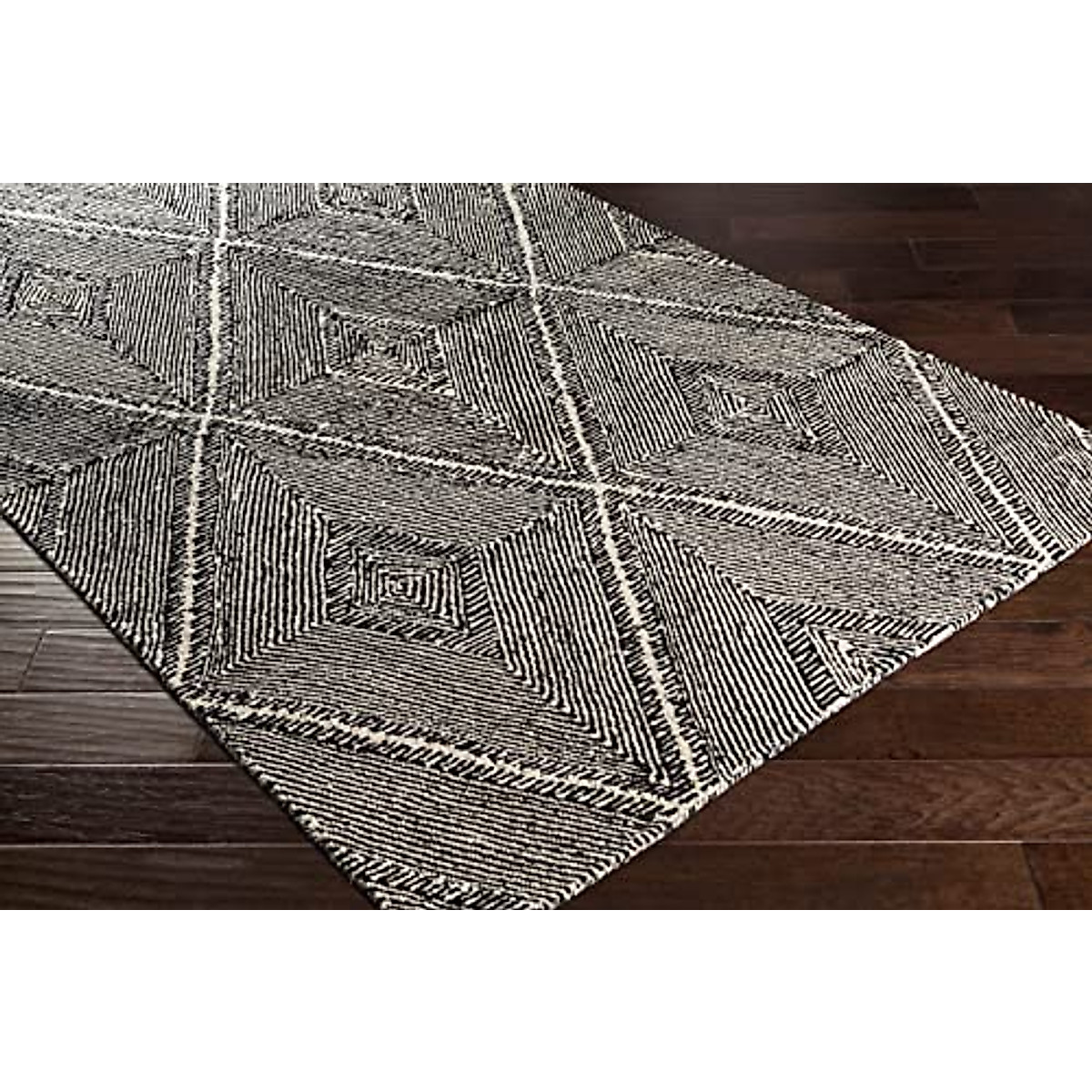 Mark&Day Wool Rugs, 5x7 Rugdijk Global Black Area Rug, Black Beige Carpet for Living Room, Bedroom or Kitchen (5' x 7'6")