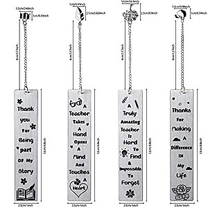 4 Pieces Metal Bookmarks Teacher Appreciation Bookmark Thank You Teacher Book Page Marker for Teachers Instructors Birthday Graduation Presents Book (Stylish Style)