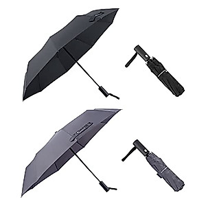 SY COMPACT 2 PACKS Travel Umbrella Automatic Windproof Folding Compact Umbrellas (Black + Grey)