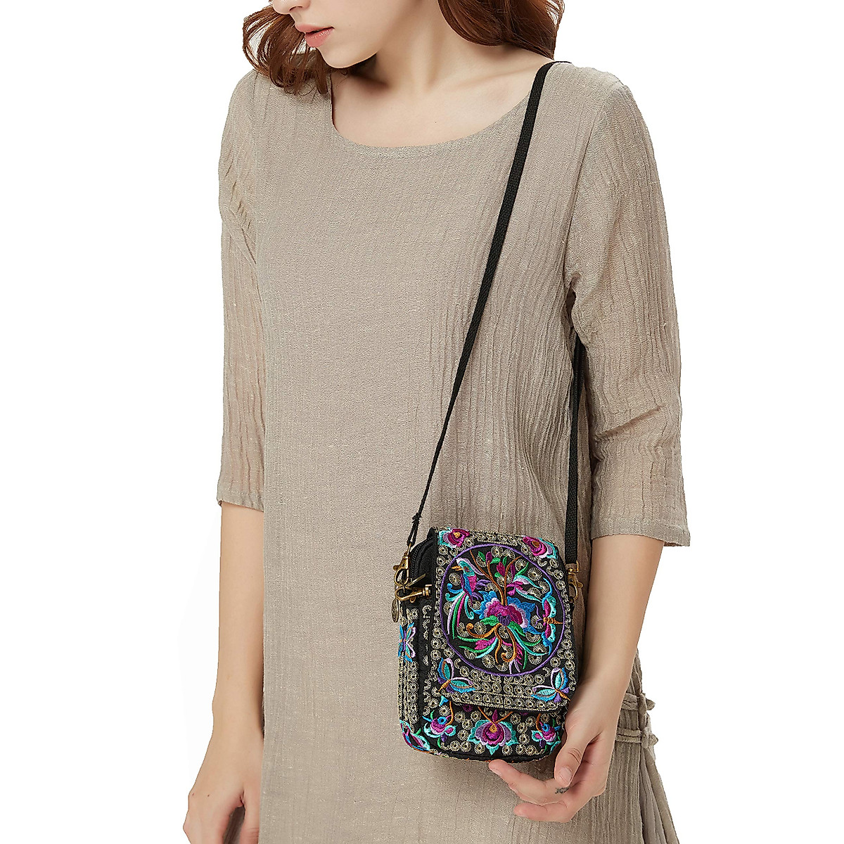 Vintage Travel Small Crossbody Bag for Women, Fashionable Cell Phone Purse Wrist-let Handbag