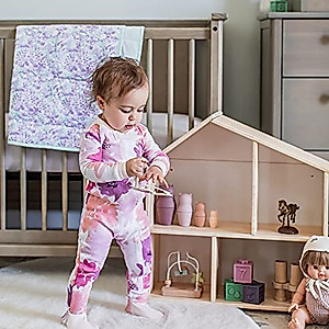 Burt's Bees Baby baby girls Pajamas, Zip Front Non-slip Footed Pjs, 100% Organic Cotton and Toddler Sleepers, Watercolor Spring 2-pk, 12 Months US