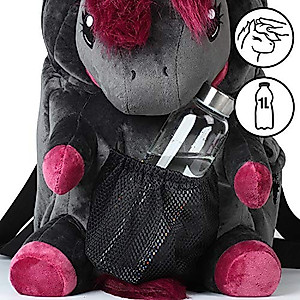 Corimori 1857""Ruby" The Punk Unicorn Schoolbag Backpack, Girls/Women, Black Plush Laptop Bag 15 Inches