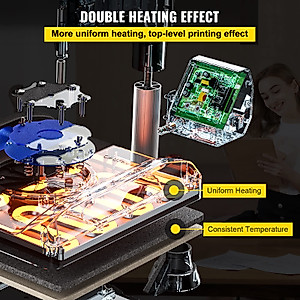 VEVOR Heat Press Machine, 12 x 15 Inches, Fast Heating, 360 Swing Away Digital Sublimation T-Shirt Vinyl Transfer Printer with Anti-Scald Surface, Canvas Bag, Pillow, Banner, ETL Listed, Blue