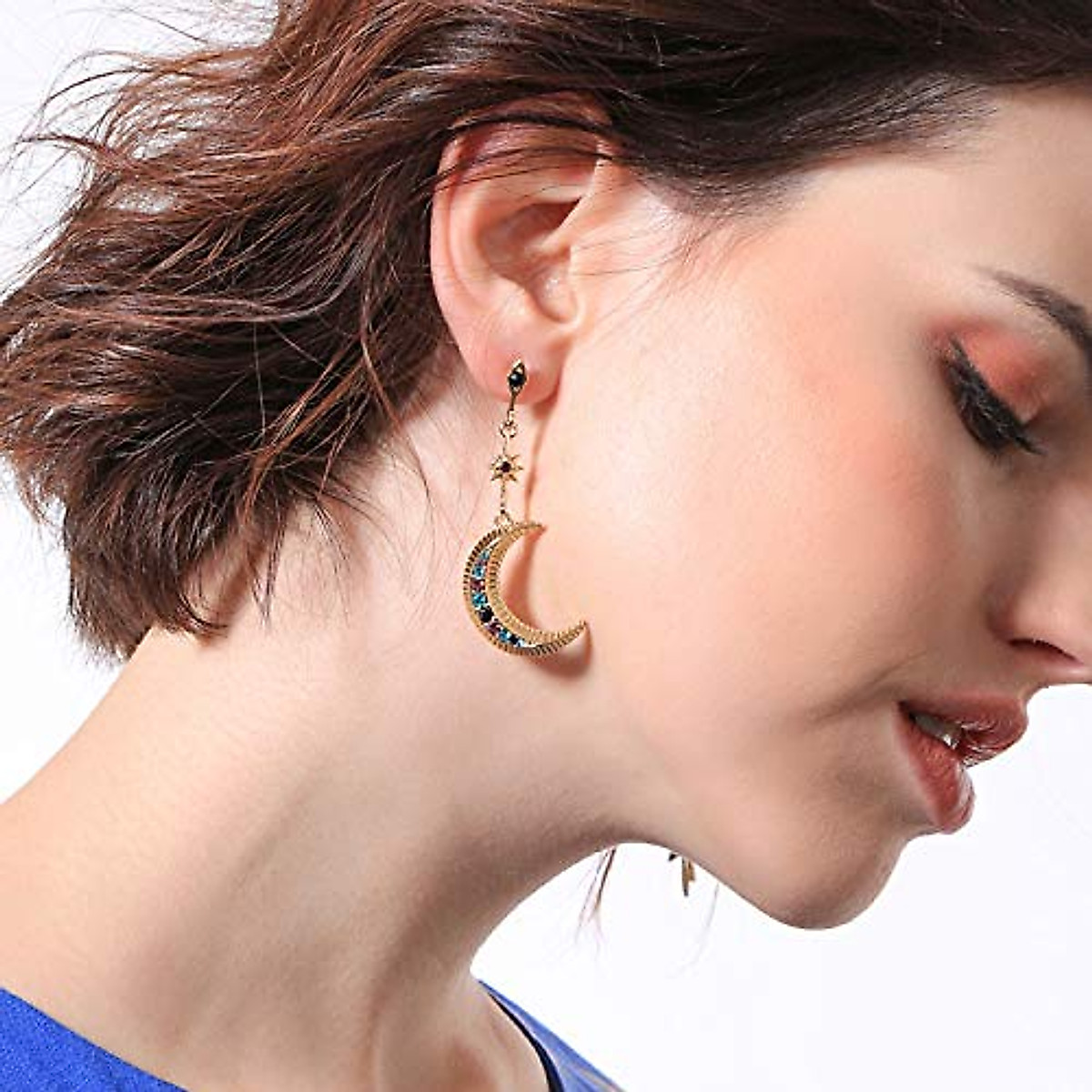 Dainty Long Dangle Earrings for Women Girls, Fashion Jewellry, Cute Gold Silver dangly, Upgrade Moon Stars Sun Earring …