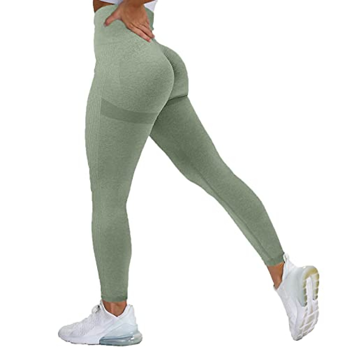 SENBAN Scrunch Butt Lift Leggings for Women Workout Yoga Pants Ruched Booty High Waist Seamless Leggings Compression Tights Army Green XL
