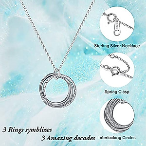30th Birthday Gifts for Women, 3 Circle Necklace 30th Birthday Gifts Jewelry for Women Her Thirty 30 Years Old Birthday Gifts for 30 year old Woman Three 3 Decades Birthday Necklace for Women