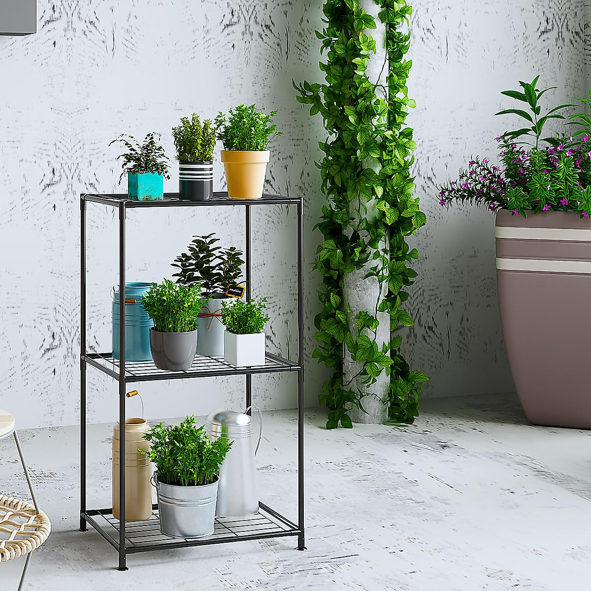 ZHAZHADI Storage Shelf 3 Tier Fixed Layer Spacing Metal Storage Rack Wire Shelving Unit Storage Shelves Metal 221Lbs Capacity 18" L x 12.8" W x 32.7" H for Pantry Closet Kitchen Laundry Black