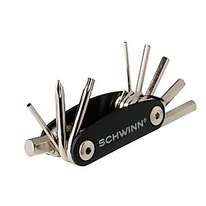 Schwinn 9 in 1 Multi-Purpose Tool Kit for Bikes, Compact and Convenient Design, Hex Wrenches, Phillips Screwdriver, and T25 Torx wrench