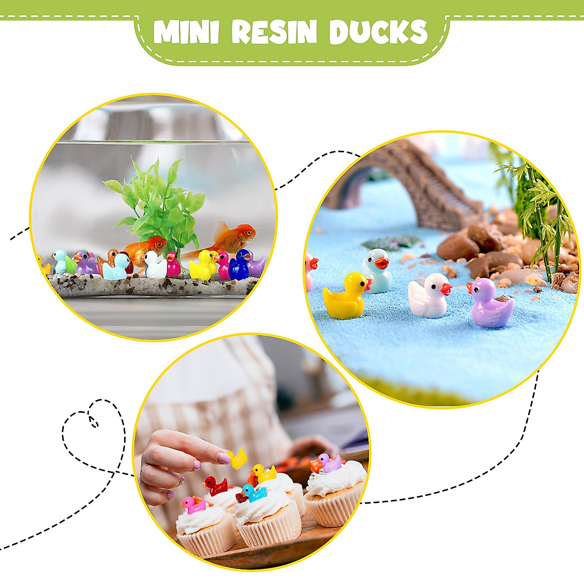HAVAGDTM 120 PCS Mini Ducks Miniature Duck Figures for Ornament Miniature Garden Aquarium Mini Ducks DIY Handmade School Project Party Favor