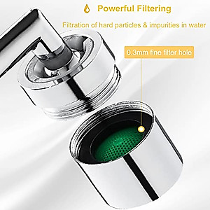 Universal Splash Filter Faucet,720 Rotating Anti-Splash Faucet Extender with 2 Faucet Adapter, Faucet Aerator Sprayer for Kitchen Sink Bathroom (0.86/0.94)
