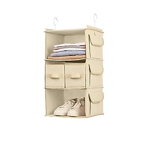 SMIRLY 3 Shelf Hanging Closet Organizer and Storage Shelves - Hanging Organizer for Closet, Hanging Shelves for Closet Organizers and Storage, Small Closet Organizer, Sweater Storage for Closet