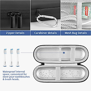 Yinke Travel Case for Braun Oral B/Oral-B Pro/Philips Sonicare Electric Toothbrush, Fits for Oral-B Pro 1000 1500 /iO Series 7 8 9, Hard EVA Cover Protective Storage Bag (Black Sliver)