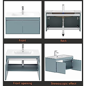 Ceramic Bathroom Vanity, Stainless Steel Bathroom Vanities, Waterproof Vanity, for Bathroom, Garage, and Garden (31.7" W, Includes Cold and Hot Faucet, Set of Accessories)