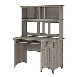 Bush Furniture Salinas Computer Hutch | Study Table with Drawers, Cabinets & Pullout Keyboard/Laptop Tray | Modern Home Office Work Desk with Storage, 48W, Driftwood Gray