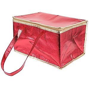 UPKOCH Cake Decorations Insulated Food Bag Cooler Bag Grocery Tote Insulation Bag Pizza Warmer Thermal Food Carrier for Hot and Cold Meal Red Insulated Bag