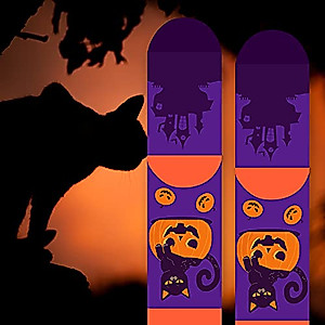 Funny Halloween Socks for Men Women Teen Boys- Pumpkin Cat Fun Novelty Cute Crazy Funky Dress Crew Cool Socks - Halloween Gifts Stockings Costumes Gifts for Cat Lovers