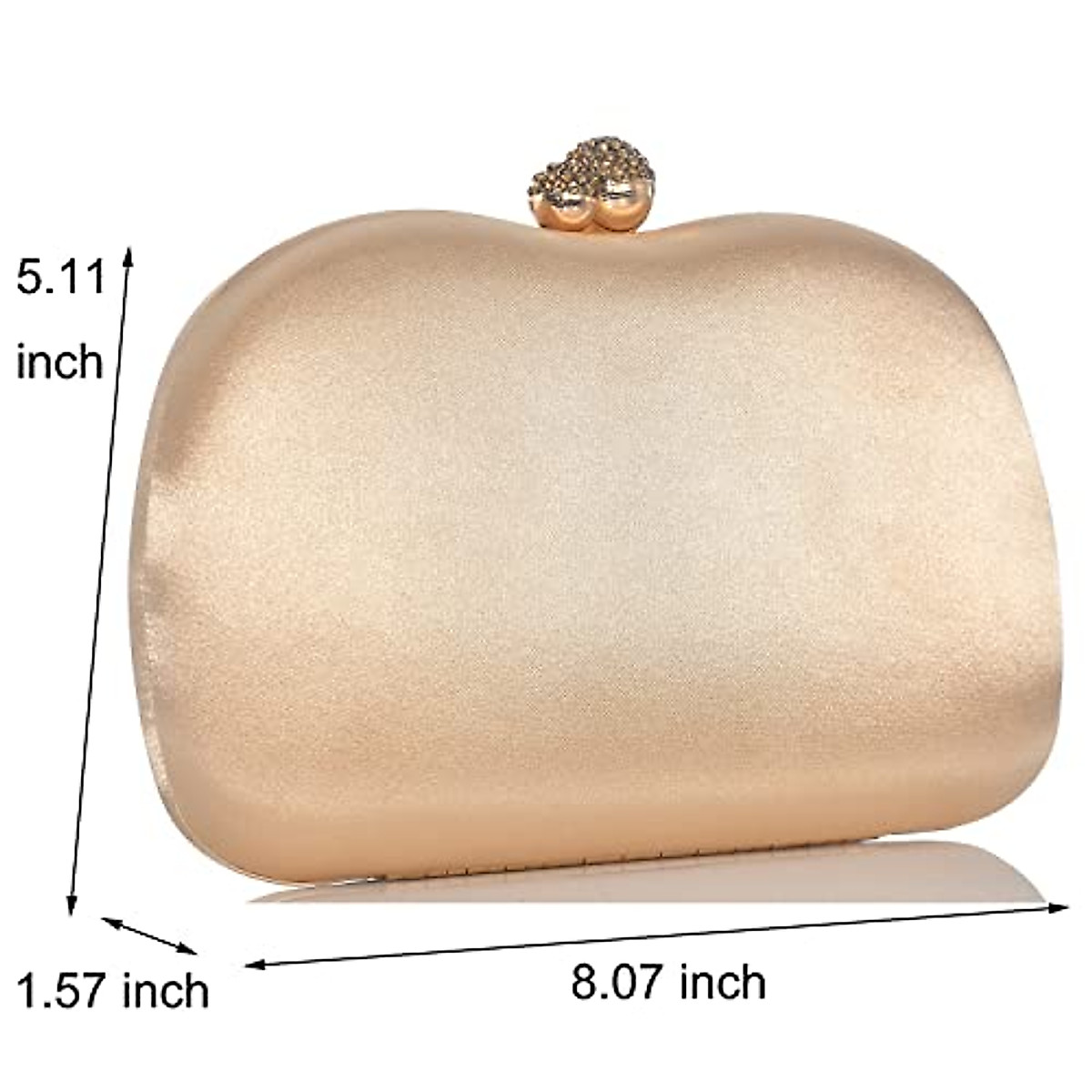 Classic Satin Evening Clutch Bag with Elegant Rhinestone Embellished for Formal Occasion Wedding Bridal Graduation Party (Gold)
