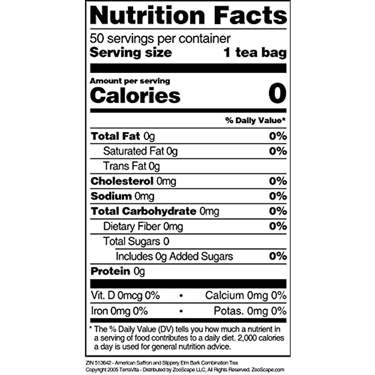 American Saffron and Slippery Elm Bark Combination Tea (50 tea bags, ZIN: 513642)