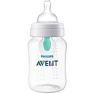 Philips Avent Anti-colic Baby Bottle with AirFree Vent, Clear, 9 Ounce, 4 Pack, SCF403/44