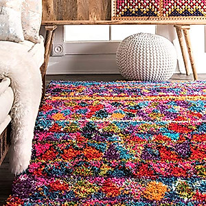 nuLOOM Leisha Moroccan Shag Area Rug, 5' 3" x 7' 6", Multi