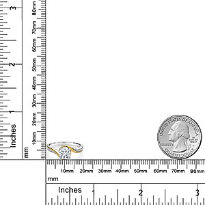 Gem Stone King 925 Sterling Silver and 10K Yellow Gold White Moissanite Engagement Ring For Women (0.85 Cttw, Available In Size 5, 6, 7, 8, 9)