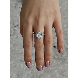 Michooyel S925 3.0ct Pear Cut Engagement Ring for Women Cubic Zirconia Wedding Ring Promise Ring Sterling Silver Wedding Band