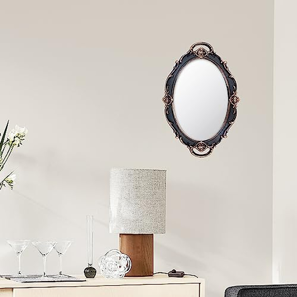 Funerom Vintage 14.5 x 10 inch Decorative Mirror Tray, Makeup Organizer, Jewelry Organizer, Serving Tray (Vintage Gold)