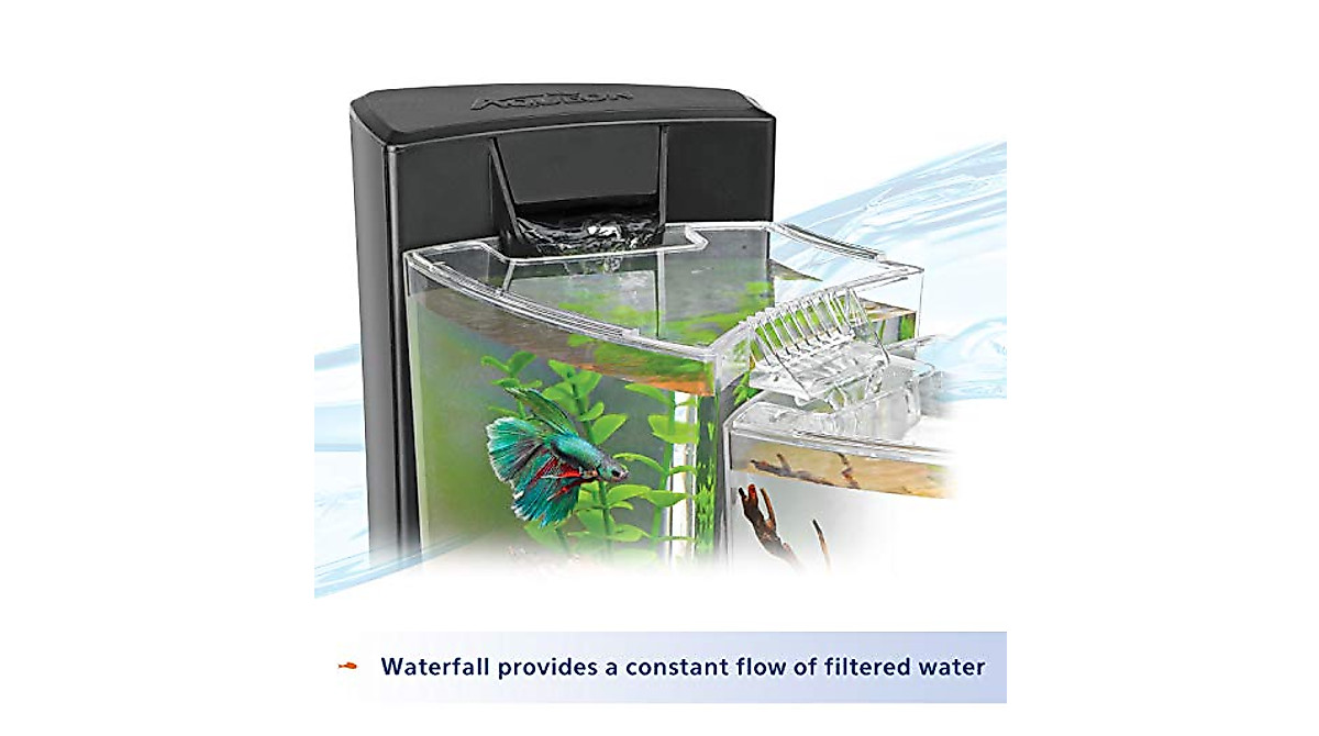 Aqueon Betta Falls Aquarium with QuietFlow Filtration | Stylish 3 ...