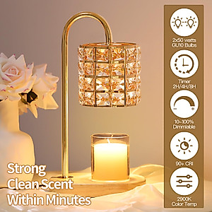 PIZHLO Candle Warmer Lamp, Wax Warmer Lamp with 2 Bulbs, Timer & Dimmer 7-Levels, Candle Top Melting Compatible Jar Candles, Glass Candle Heater Lamp for Scented Wax, Gifts for Mom Home Decor (Amber)