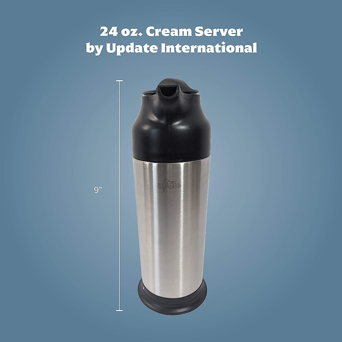 Update International (SV-70) 24 Oz Black and Stainless Cream Server,Clear