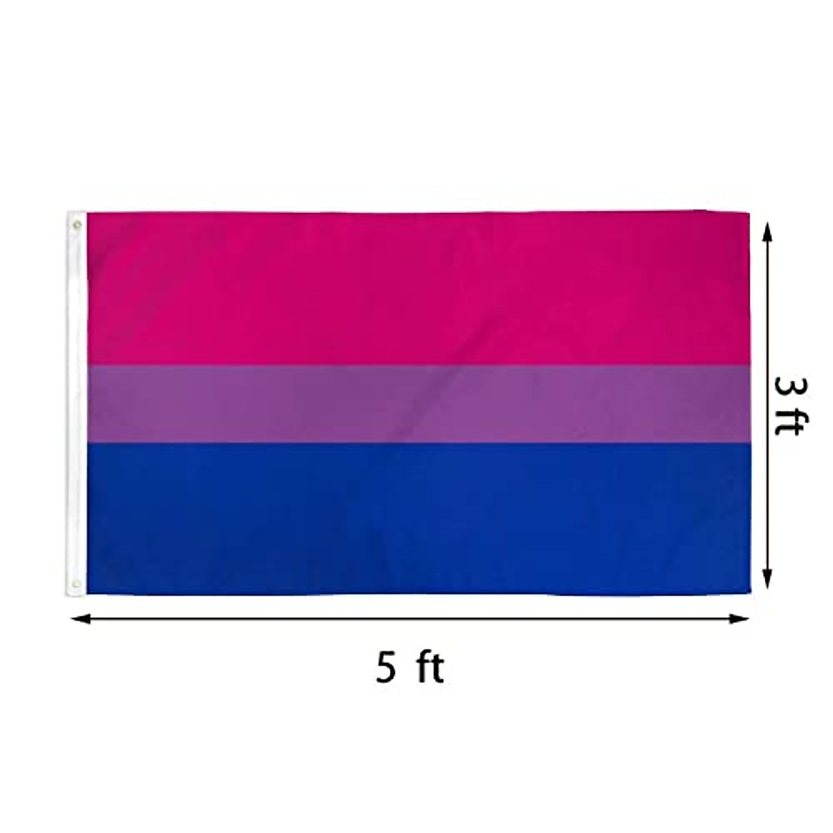 Bisexual Pride Flag (3x5 Feet) - Vivid Color and Fade Proof - Canvas Header and Double Stitched