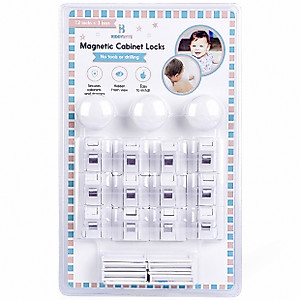Magnetic Child Safety Cabinet Locks - 12 Lock + 3 Key for Baby Proofing Cabinets, Drawers and Locking Cupboard, Easy Install for Toddler and Childproof with Adhesive Latch, No Tools or Drill…