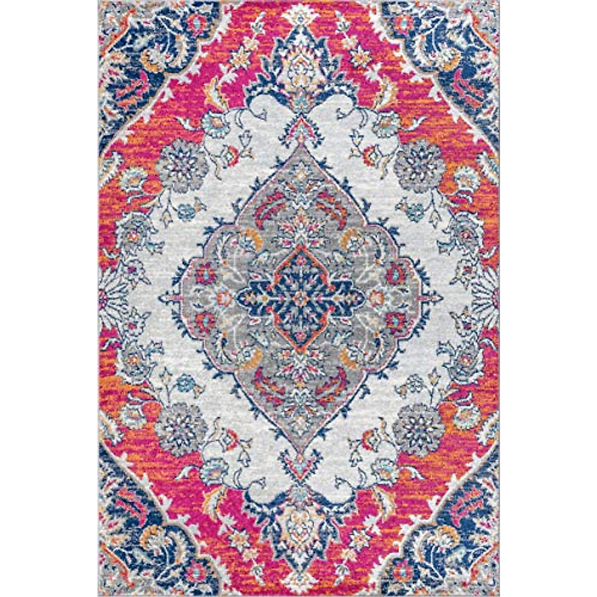 JONATHAN Y BMF105A-4 Bohemian Flair Boho Medallion Vintage Indoor Area-Rug Floral Easy-Cleaning High Traffic Bedroom Kitchen Living Room Non Shedding, 4 ft x 6 ft, Multi