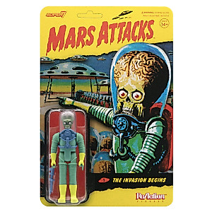 Super7 Mars Attacks Martian The Invasion Begins - 3.75" Mars Attacks Action Figure with Accessory Vintage Collectibles and Retro Toys