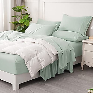 PHF 6 PCS Cooling Viscose Sheets Set Cal King Size, Silky Bamboo Cooling Bed Sheets, 1800 Thread Count 16 Inch Deep Pockets, Ultra Soft Smooth Breathable Ryan Bedding Sheet, Sage Green
