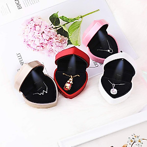 iSuperb Pendant Necklace Box with LED Light Heart Shape Jewelry Gift Box Bracelet Case for Anniversary Wedding Engagment (Blue)