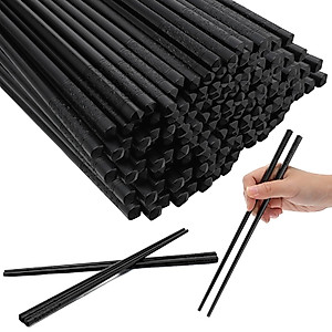 Dandat 48 Pairs Fiberglass Chopsticks Reusable Chopsticks 9.5" Dishwasher Safe Non Slip Chopsticks Chinese Style Japanese Food Cooking Chopsticks Black Cherry Blossom Beginners Chopsticks