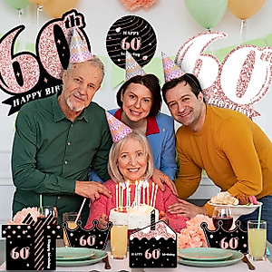 LINAYE 60th Birthday Decorations Yard Sign Rose Gold for Women | 60th Birthday Yard Decorations Outdoor 7PCS Happy 60th Birthday Decorations Yard Signs with Stakes 60th Birthday Photo Props Rose Gold