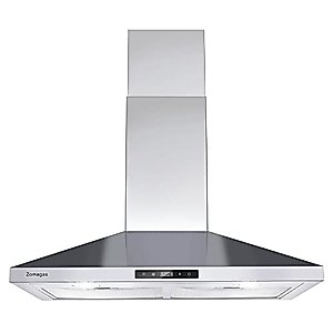 Range Hood 30 inch Stainless Steel, Wall Mount Stove Hood Ducted/Ductless Convertible with 3 Speed Kitchen Vent Hood, Touch Control, Energy-saving LED Lights, 5-Layer Aluminum Filters