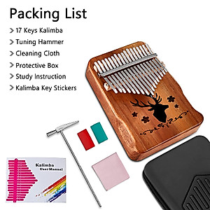 Topnaca Finger Piano Mbira with Study Instruction, Tune Hammer and EVA Piano bag, Acacia wood, Portable Kalimba for Kids Adult Beginners（Brown)