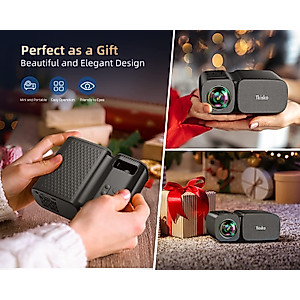 Mini Projector, Tkisko 5G WiFi 1080P Supported Video Projector, 12000 Lumens Portable Outdoor Projector, Home Theater Projector for Ceiling/Gaming/Movie, Compatible with iOS, Android, TV Stick, HDMI