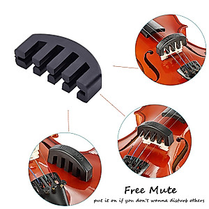 SUEWIO Violin Shoulder Rest for 4/4-3/4 Size, with Collapsible and Height Adjustable Feet, Including a Violin Practice Mute