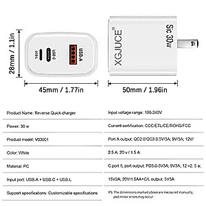 30W USB C Charger,Charger Block 3 Ports PD QC 3.0 Fast Charger Type Phone Brick Charger,Foldable Power Adapter USB Cable with USB-C to Lightning Cable for MacBook Pro Air/iPhone 14/13/12/11/iPad Pro