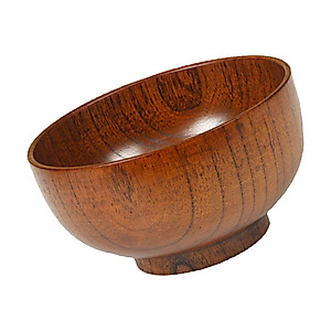 PRETYZOOM Miso Soup Bowls Wooden Rice Bowl Japanese Style Wooden Salad Bowl Mini Jujube Wood Bowl Hand- Carved for Rice Soup Condiments Small Wooden Bowls