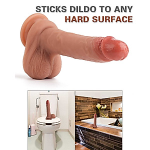 Realistic Dildo for Beginners Lifelike Huge Silicone Dildo, with Strong Suction Cup for Hands-Free Play, Realistic Penis for G-Spot Stimulation Dildos Anal Sex Toys for Women and Couple 7.7 "