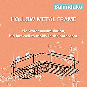 BALANDUKO Corner Shower Caddy Shelf with Adhesive Hooks, Corner Shower Shelves Shampoo Holder Bathroom Shower Shelfs, Stainless Steel Shower Caddy Corner for Bathroom Kitchen Dorm Bedroom, 2 Pack