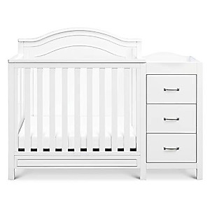 DaVinci Charlie 4-in-1 Convertible Mini Crib and Changer Combo in White, Greenguard Gold Certified