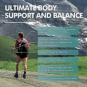 KINGGEAR Walking Stick for Hiking - Adjustable Quick Flip Lock Trekking Poles, Collapsible, Lightweight 7075 Aluminum, Natural Anti-Sweat Cork Grips, All Terrains